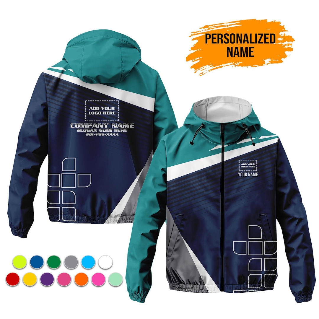 Custom Text Logo Windbreaker Jacket: Personalized Name 3D All Over ...