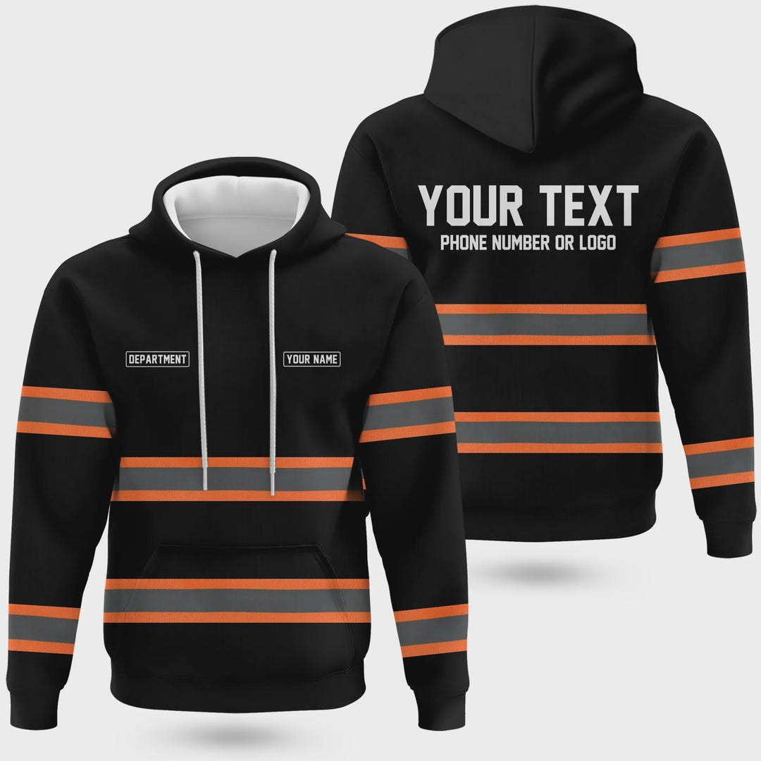 Hi Vis Reflective Custom Name Basic Hoodie Safety Workwear ...