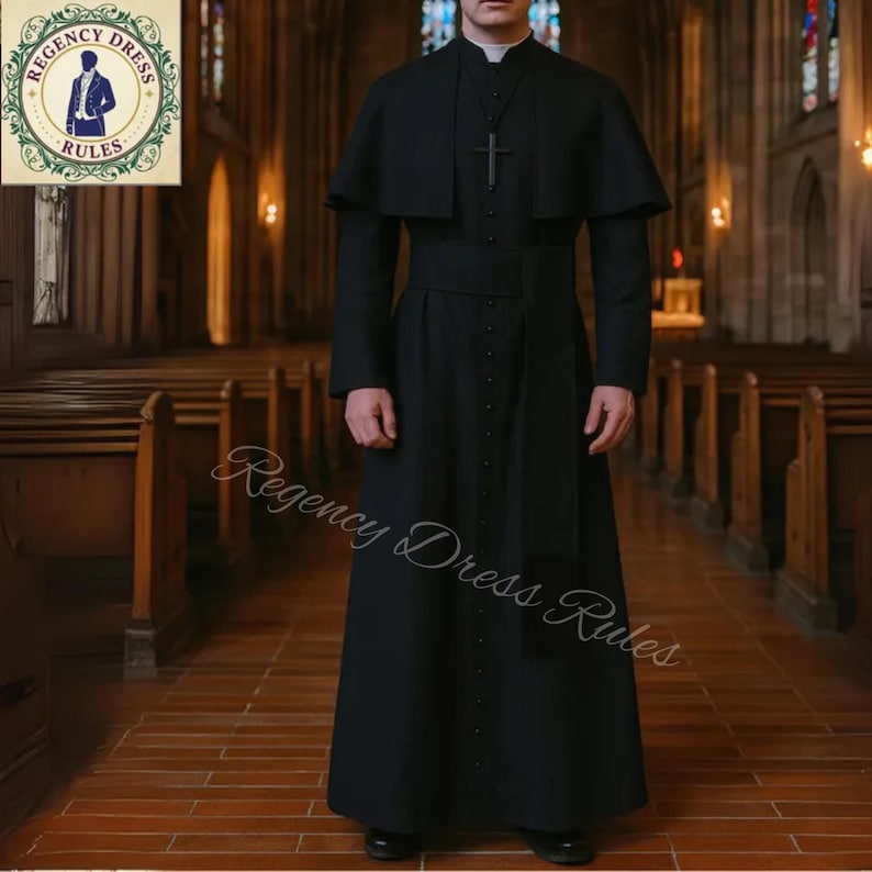 Custom Clergy Cassock: Handmade Priest Robe With Cape & Sash ...