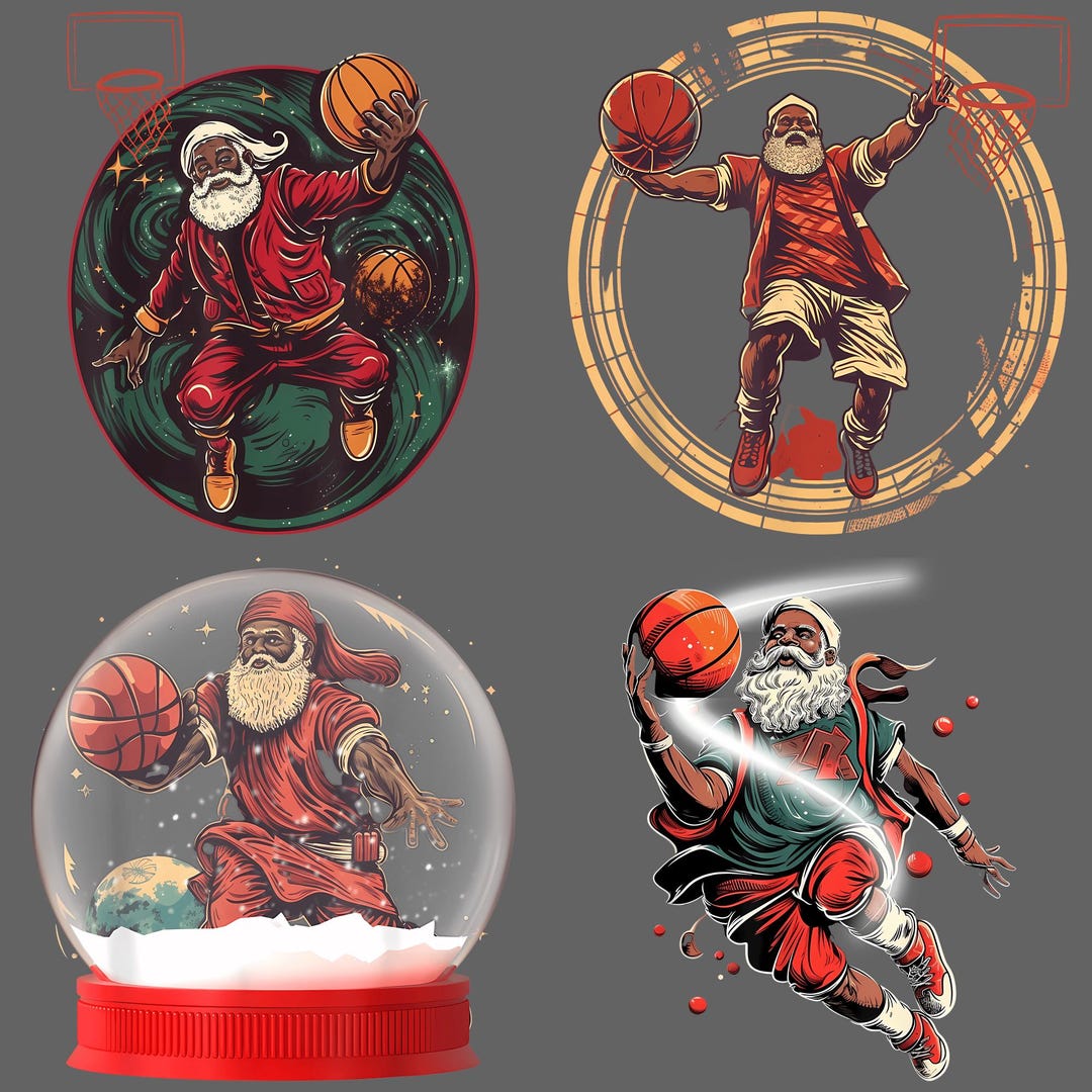 Happy Kwanzaa Merry Christmas PNG – Funny Santa Black Basketball ...