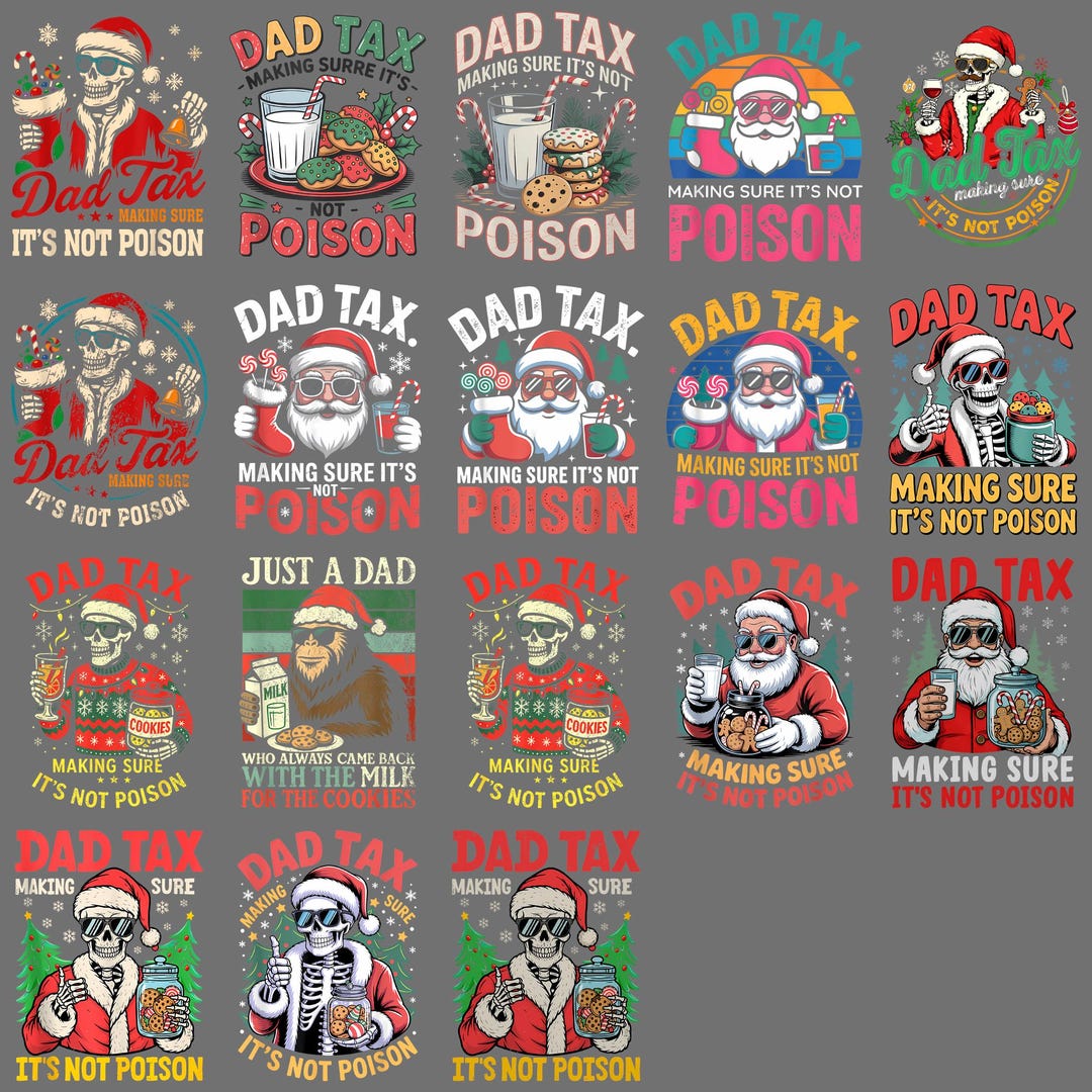 Christmas Dad Tax PNG – Funny Skeleton Santa Clipart, Dad Joke Holiday ...