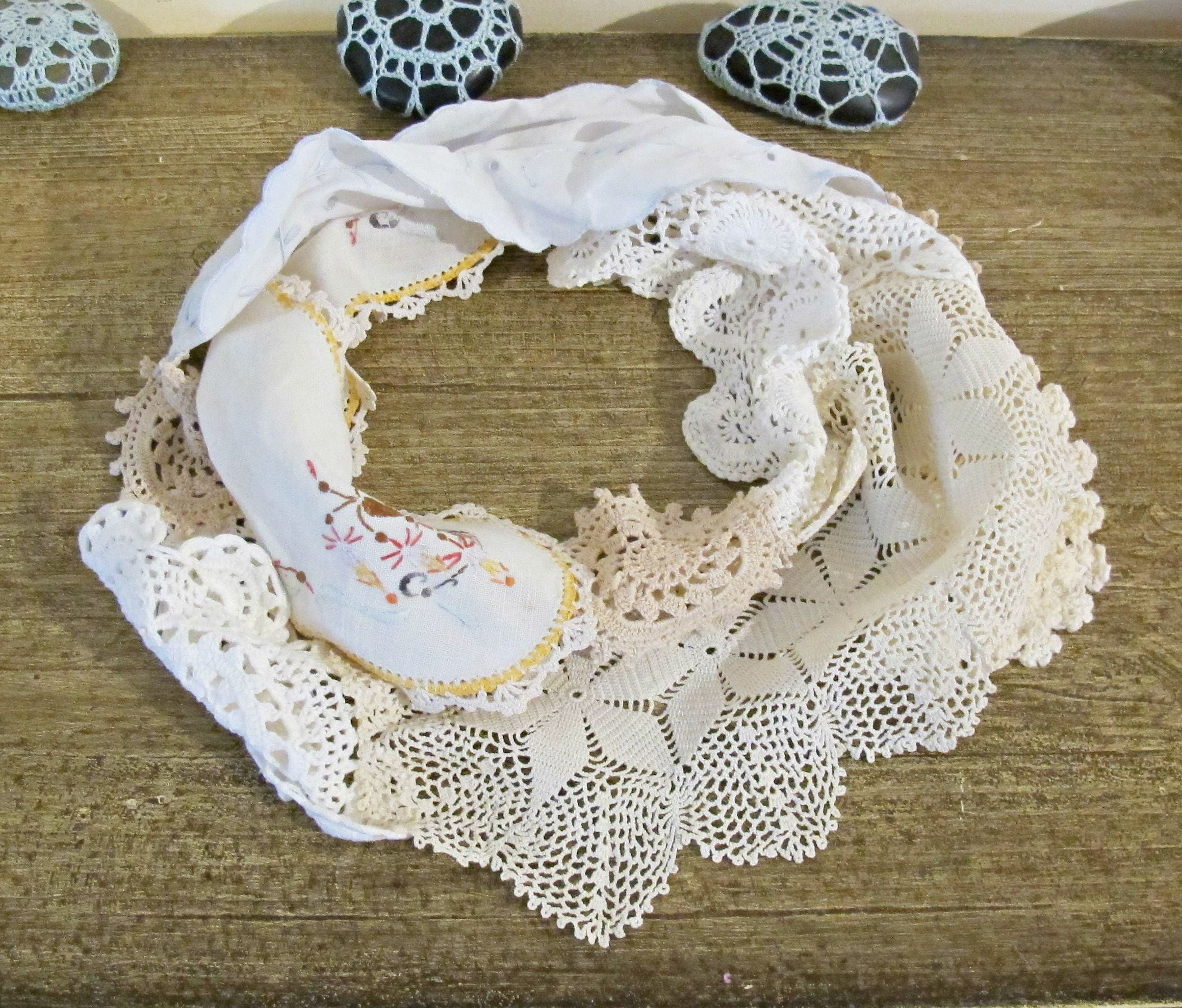 Boho Clothing Doily Scarf Infinity Shabby Chic Rustic Bohemian Folk ...