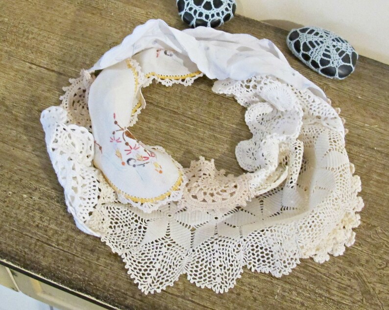 Boho Clothing Doily Scarf Infinity Shabby Chic Rustic Bohemian Folk ...
