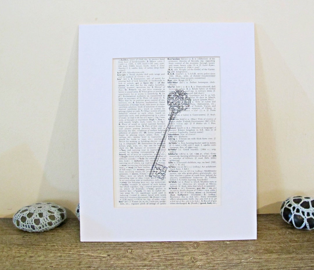 Skeleton Key Art Print: Vintage Dictionary Page Illustration (5x7 ...