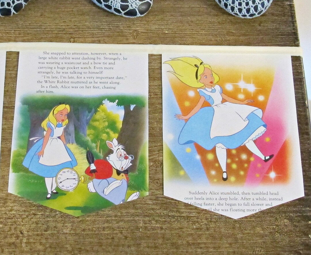 Alice in Wonderland Bunting: Upcycled Book Pennant Banner - Etsy
