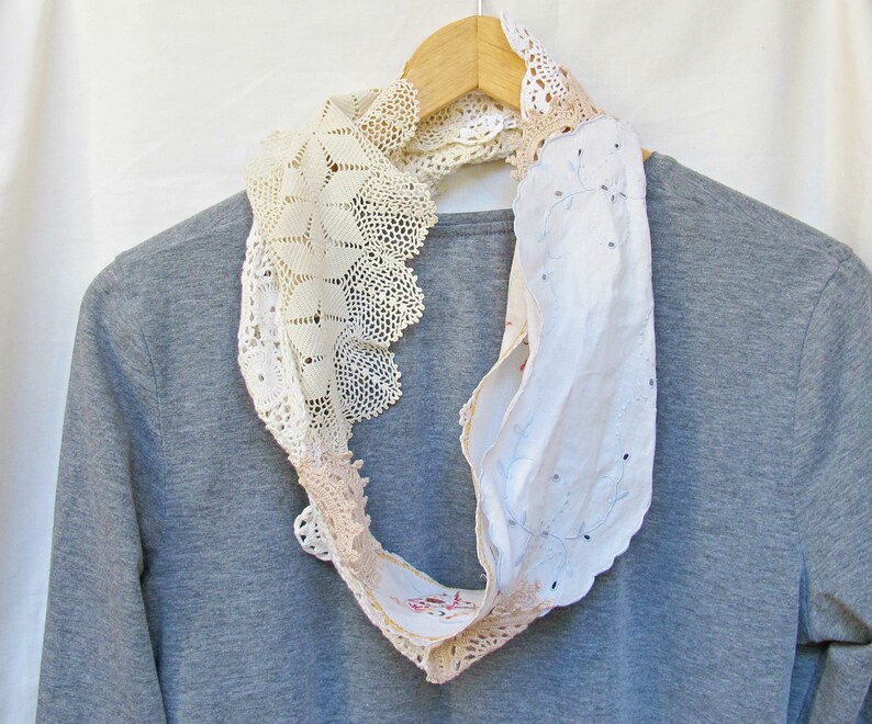 Boho Clothing Doily Scarf Infinity Shabby Chic Rustic Bohemian Folk ...