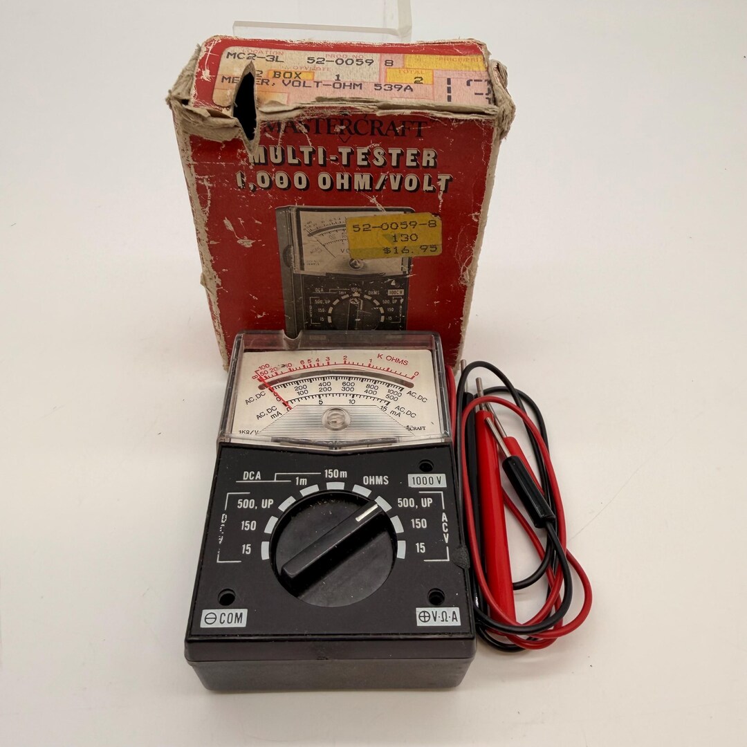 1970s Vintage Mastercraft Analog Multimeter 1000 Ohm Volt Tester With ...