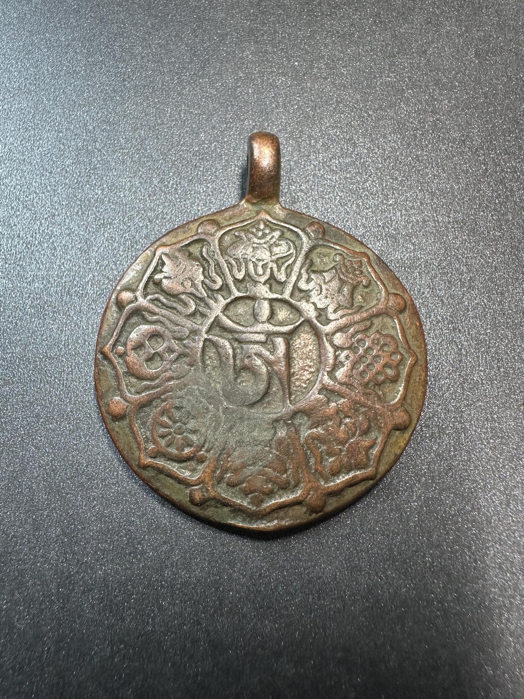 Tibetan Style Brass Amulet Pendant | Nine Palace Bagua & Eight ...