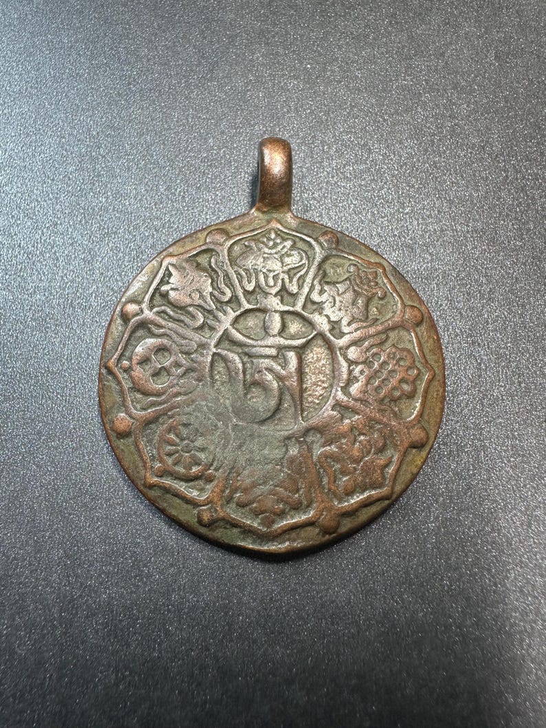 Tibetan Style Brass Amulet Pendant | Nine Palace Bagua & Eight ...
