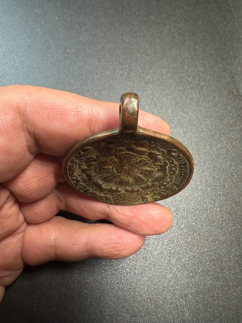 Tibetan Style Brass Amulet Pendant | Nine Palace Bagua & Eight ...
