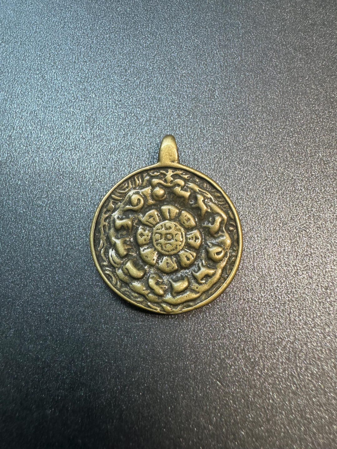 Tibetan Brass Bagua & Vajra Pendant Buddhist Protection Amulet, Eight ...