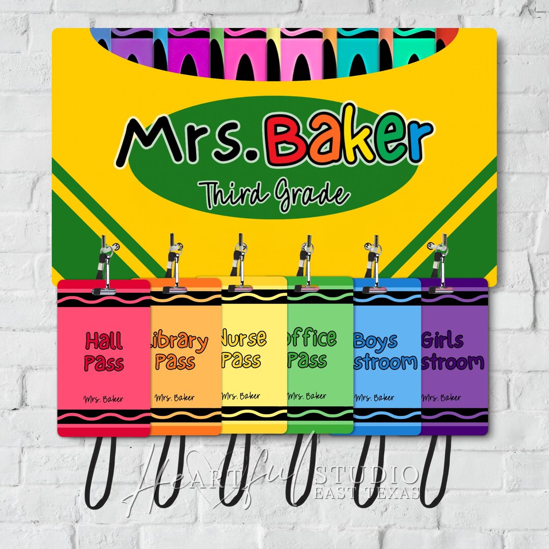 Crayon Inspired Hall Pass Set: Personalized Teacher Classroom Decor - Etsy