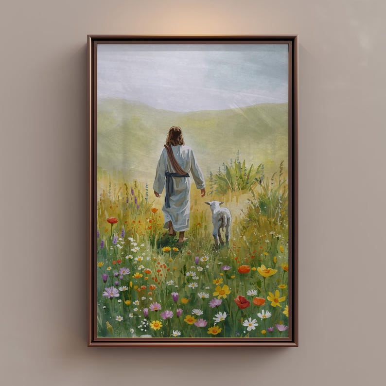 Jesus With Lamb Wall Art, Christian Faith Landscape (digital Download ...