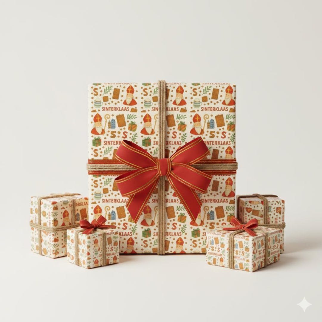 Sinterklaas Wrapping Paper, Dutch Holiday Gift Wrap, Kerstfeest ...
