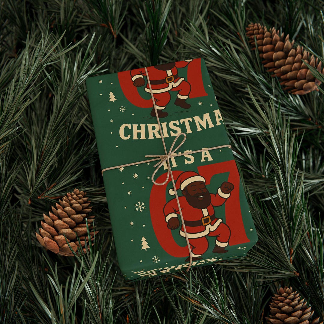 Funny '67' Christmas Wrapping Paper | Afro Santa Griddy Dance - Etsy