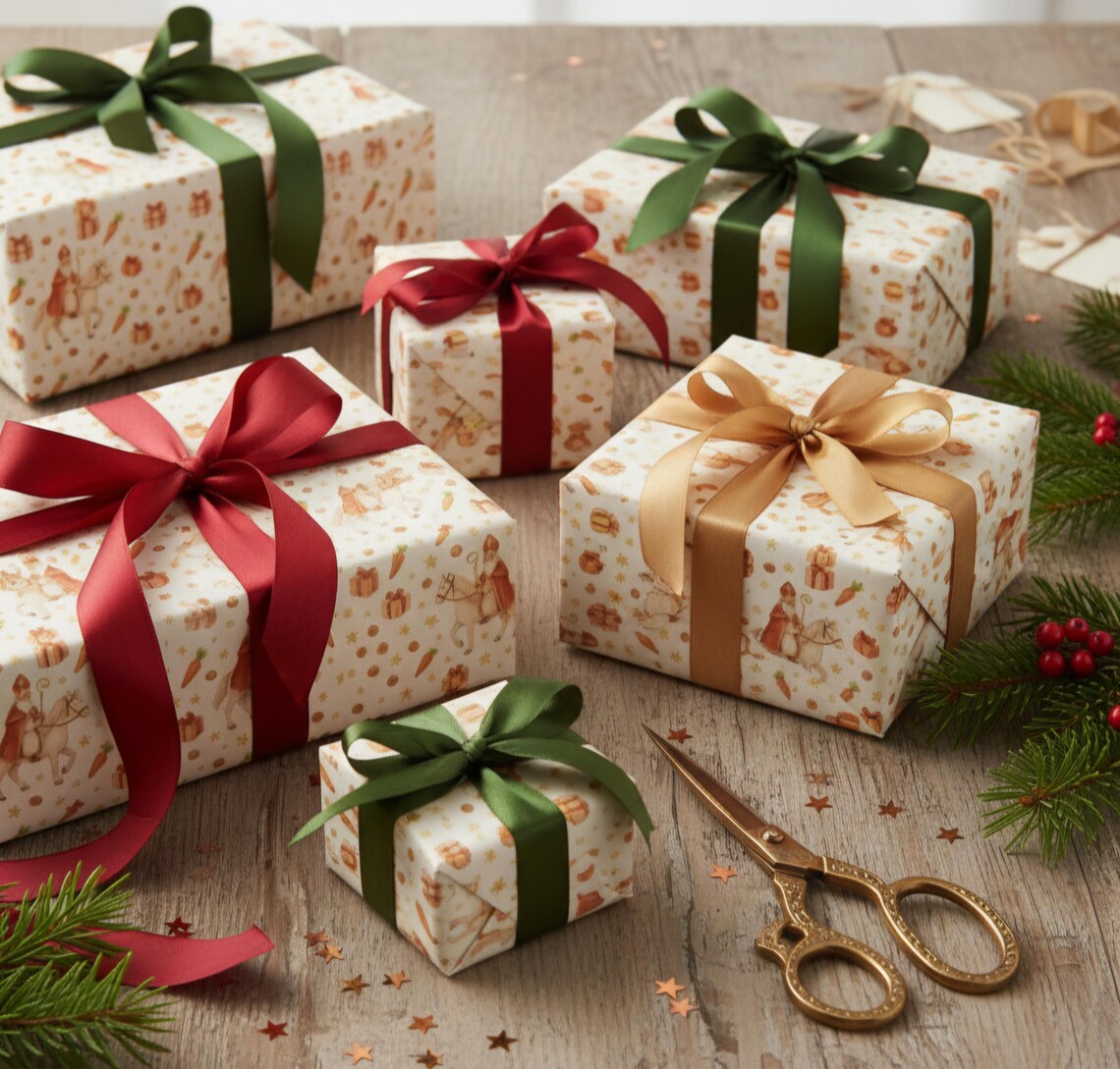 Watercolor Sinterklaas Wrapping Paper | Dutch Christmas Pakjesavond ...