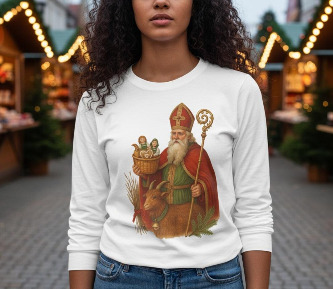 Vintage St. Nicholas German Christmas Shirt • Traditional Santa Claus ...