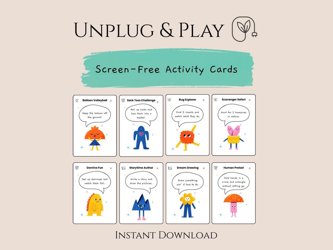 Unplug & Play Activity Cards | Printable Screen-free Activity Gift for ...