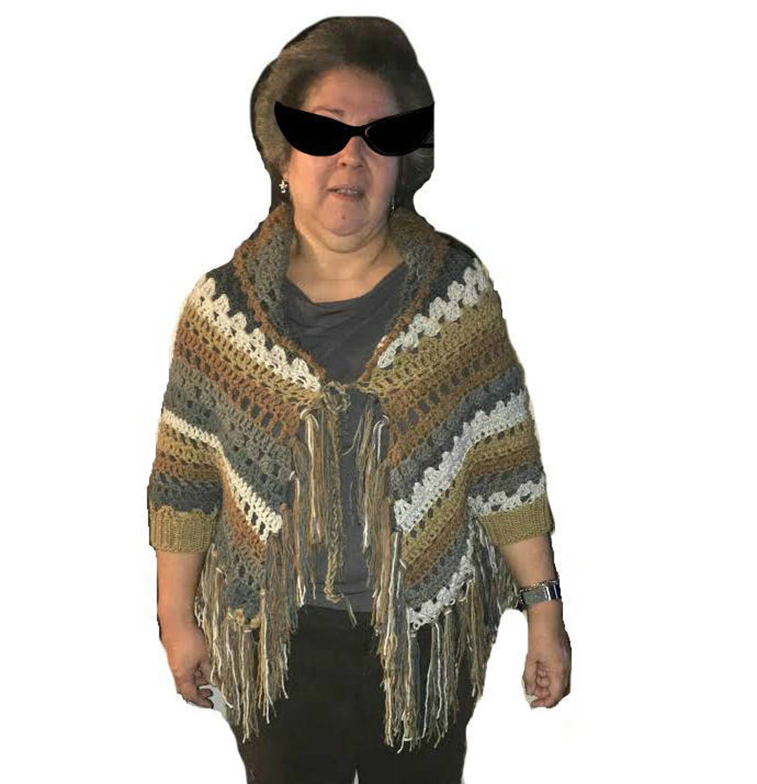 Cuffed Shawl Patita Crochet Open Poncho Pattern Digital PDF - Etsy