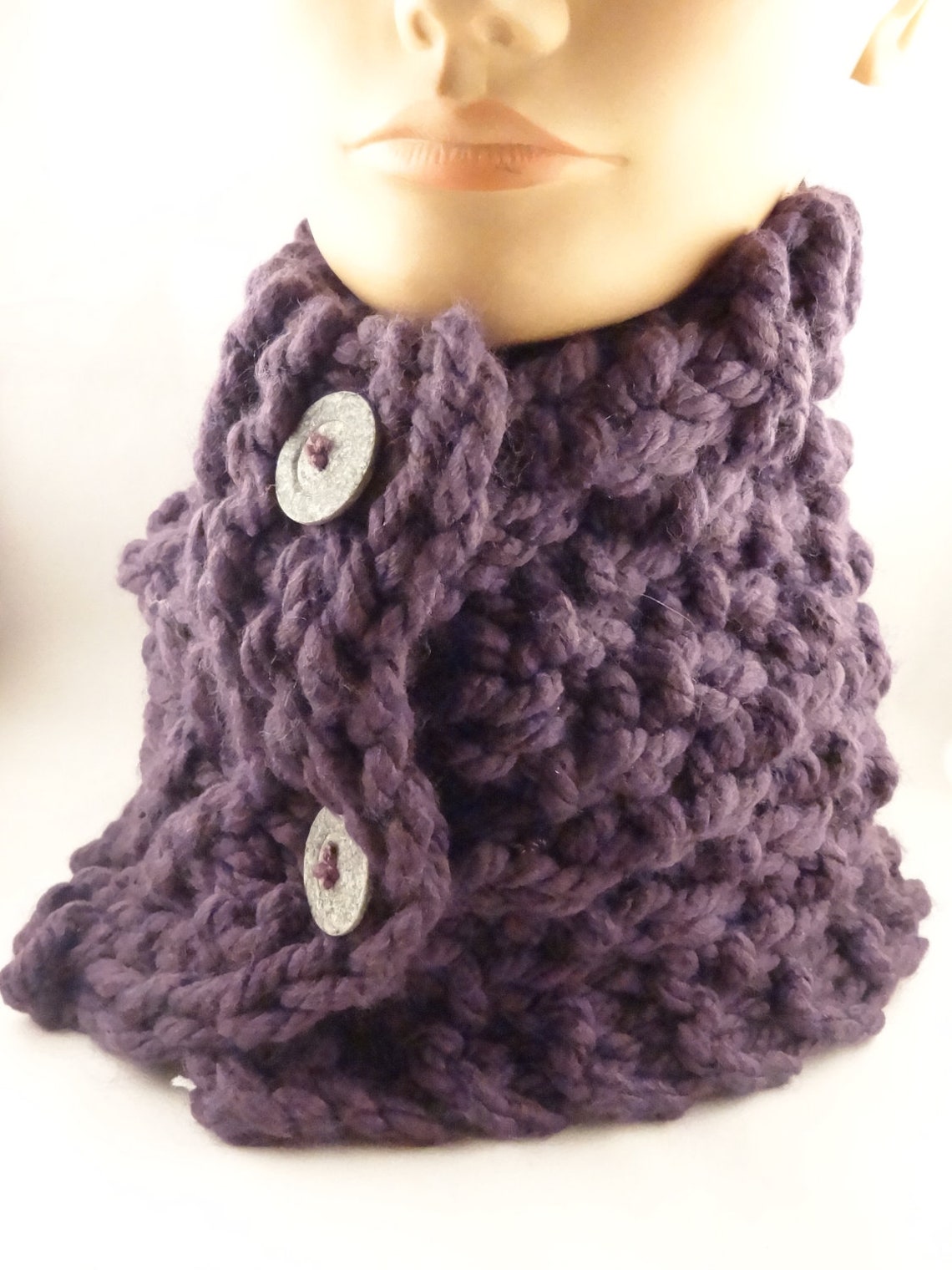 Knit Winter Scarf for Woman Scarf With Buttons Knit Neck - Etsy