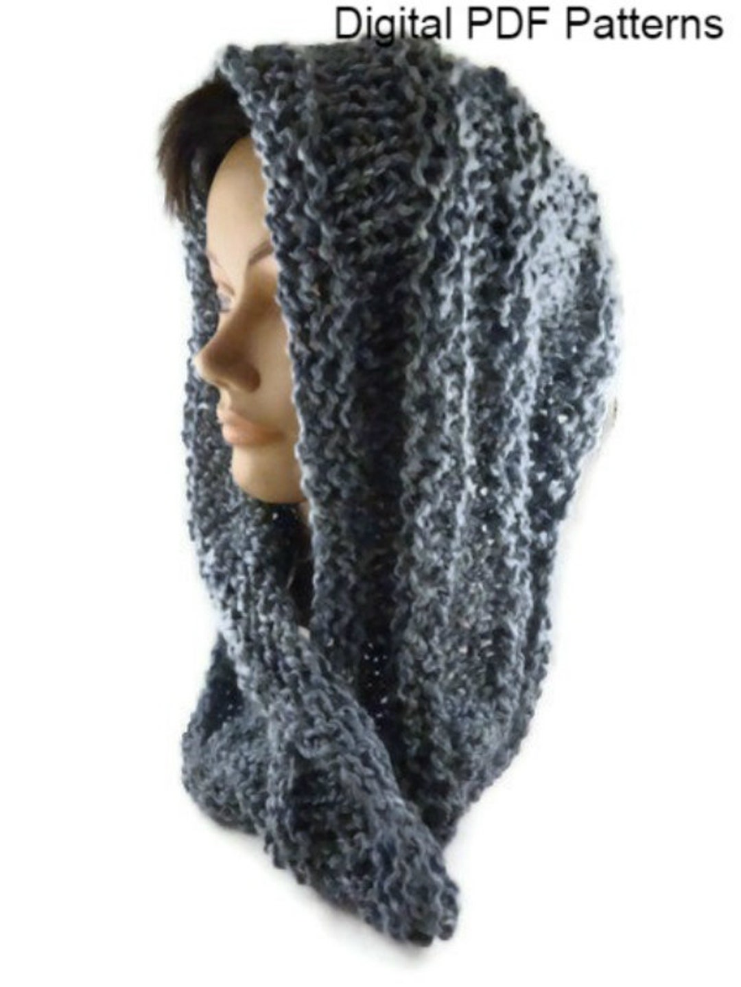 Knit Scarf Hood Cowl Circular Neck Warmer PDF Pattern is Not a Finished ...