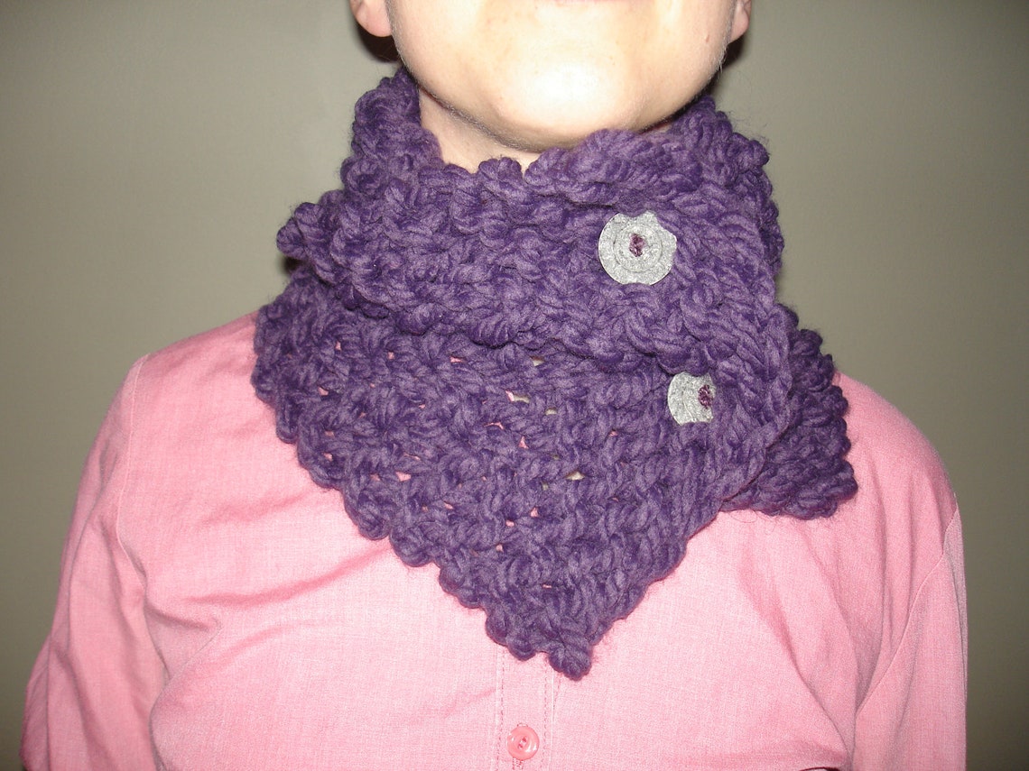 Knit Winter Scarf for Woman Scarf With Buttons Knit Neck - Etsy