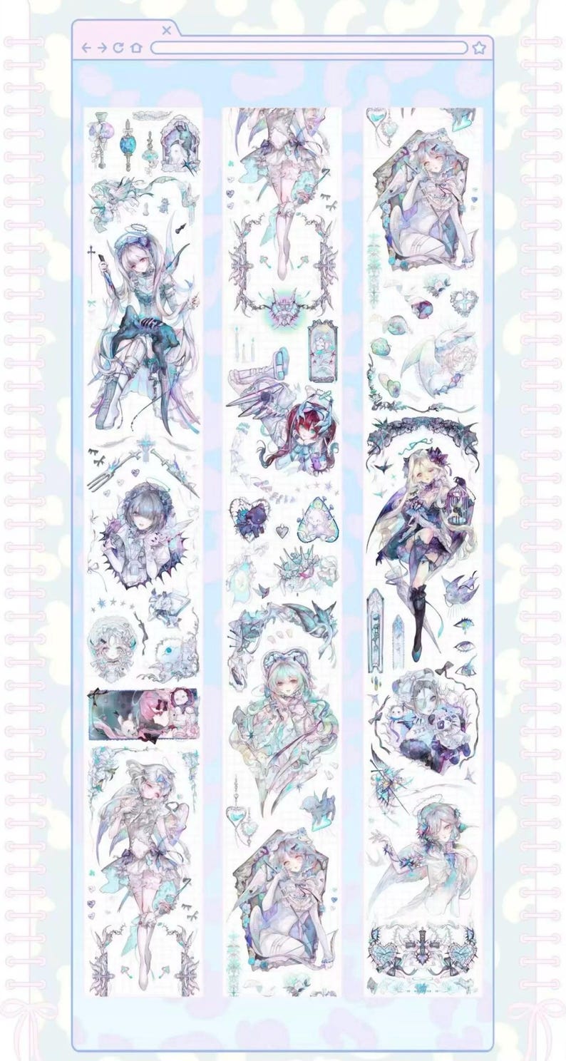 Anime Girl PET Tape, Hand Drawn Character Journal Tape, Sweet Pastel ...