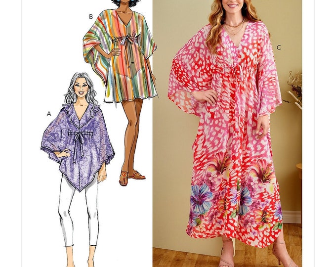 Butterick Sewing Pattern B6900 Caftan Cover-up Beach Dress Kimono Tunic ...