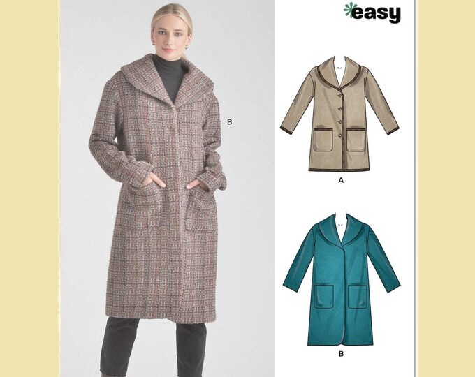 New Look Sewing Pattern N6767 Shawl Collar Coat Jacket Button or Snap ...
