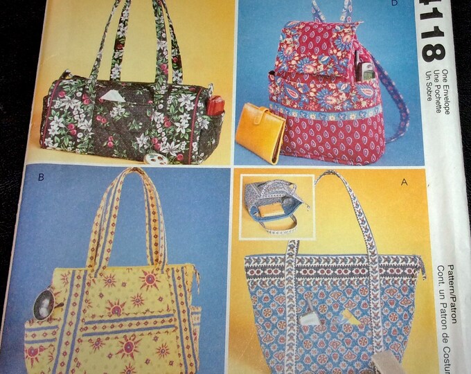 Mccall's Sewing Pattern 4118 Quilted Totes Hand Bags Backpack Back Pack ...