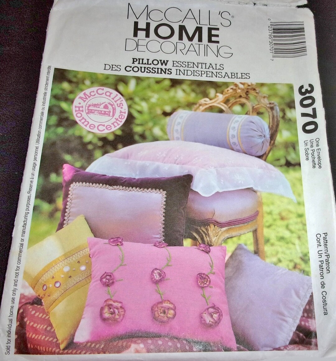 Mccall's Home Decorating Sewing Pattern 3070 Decorator Throw Pillows ...