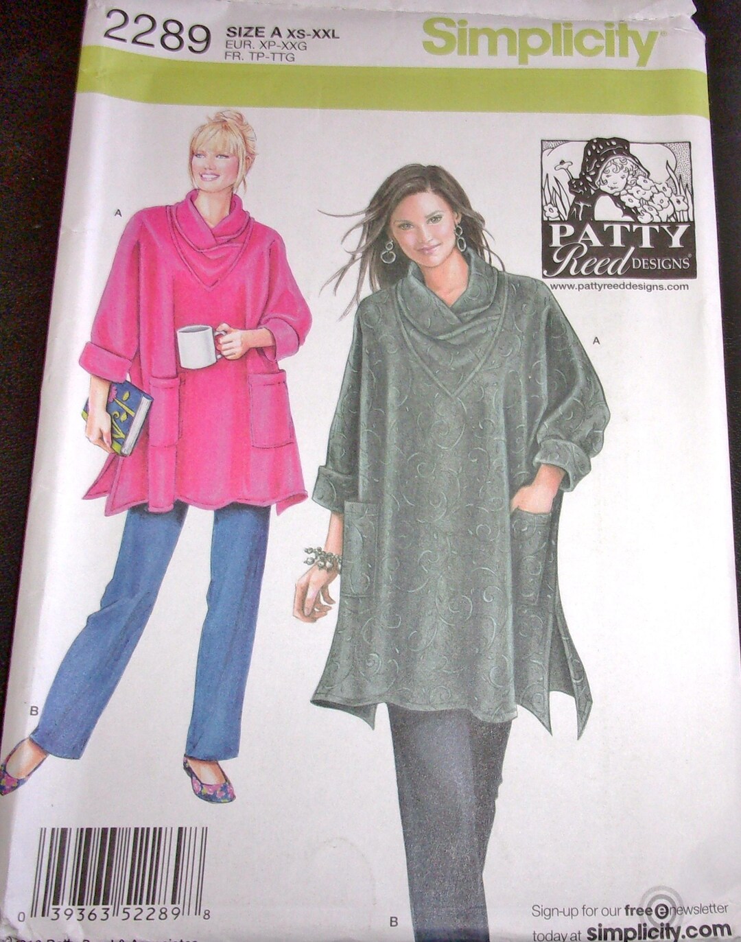 Simplicity Patty Reed Pattern 2289 Knit Tunic Top With Pockets Leisure ...