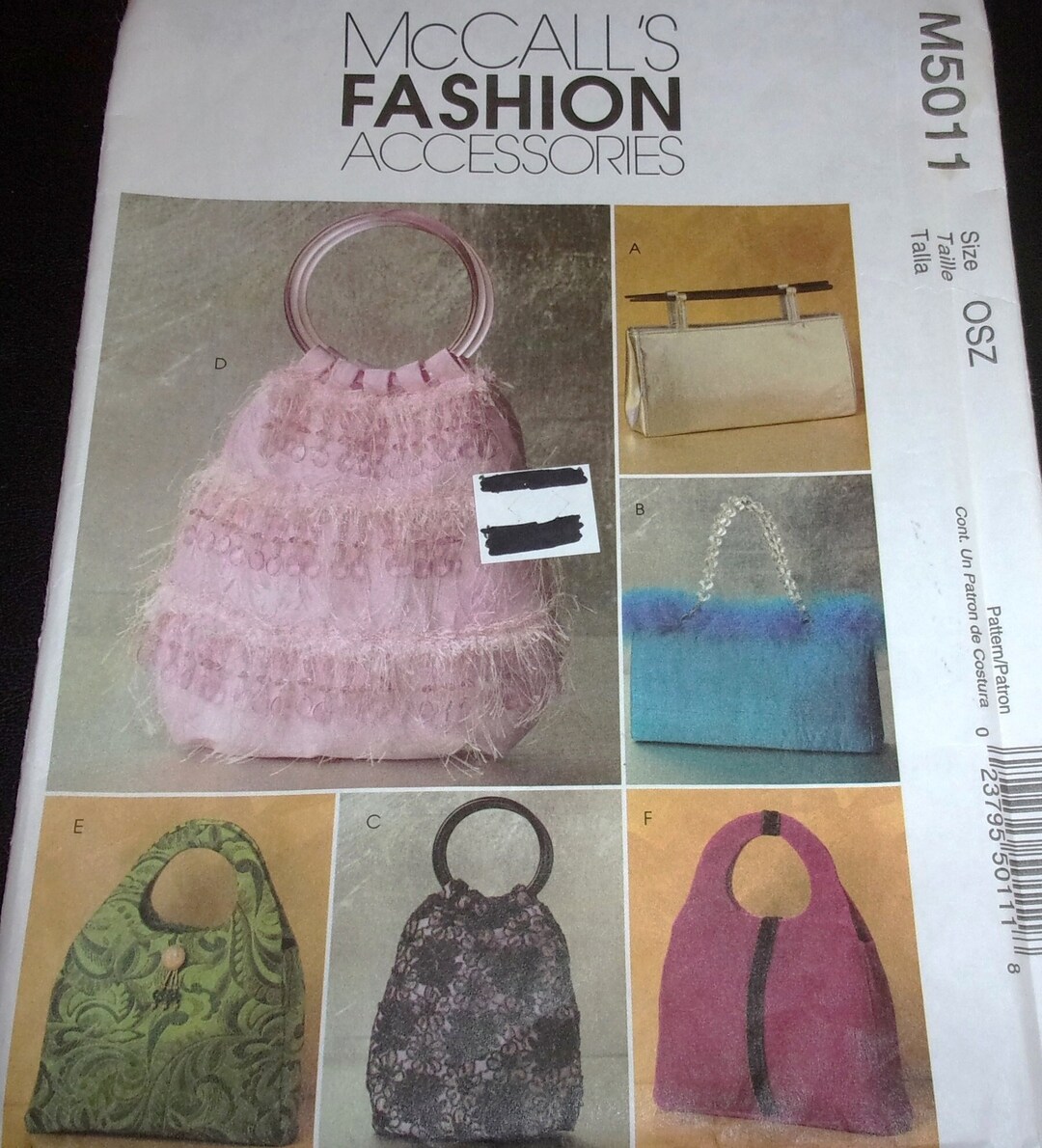 Mccall's Sewing Pattern M5011 Handbags Evening Bags Hand Bags Purse ...