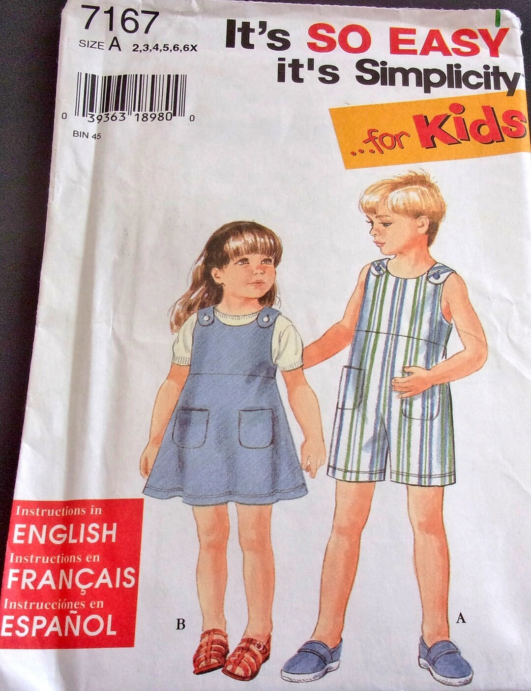 Simplicity Sewing Pattern 7167 Child's Jumper Dress Shorts-length ...