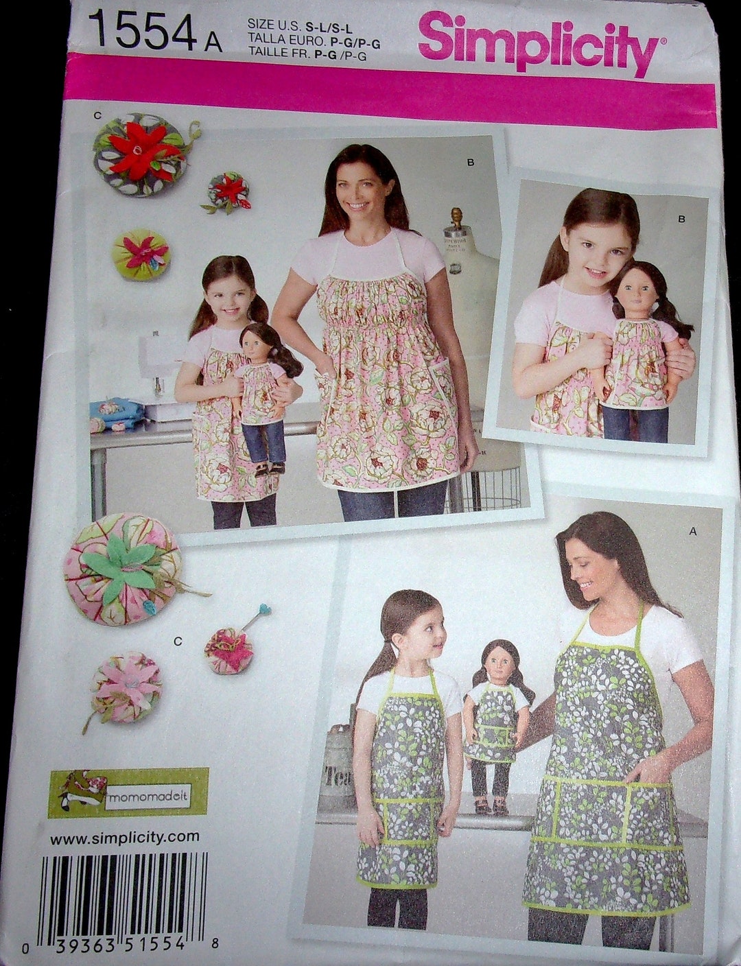Simplicity Sewing Pattern 1554 Misses Child's 18 Doll's Bib Aprons and ...