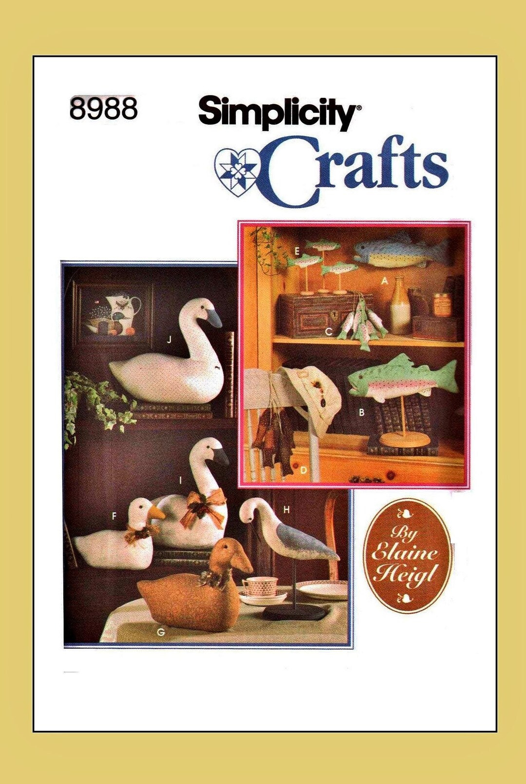 Simplicity Elaine Heigl Sewing Pattern 8988 Duck Fish Swan Water Bird ...