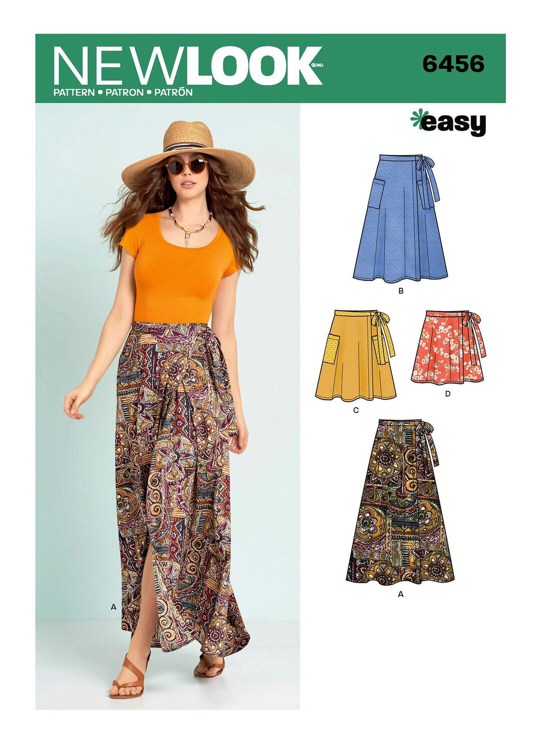 New Look Sewing Pattern 6456 Wrap Wrapped Skirt in Four Lengths Mini ...