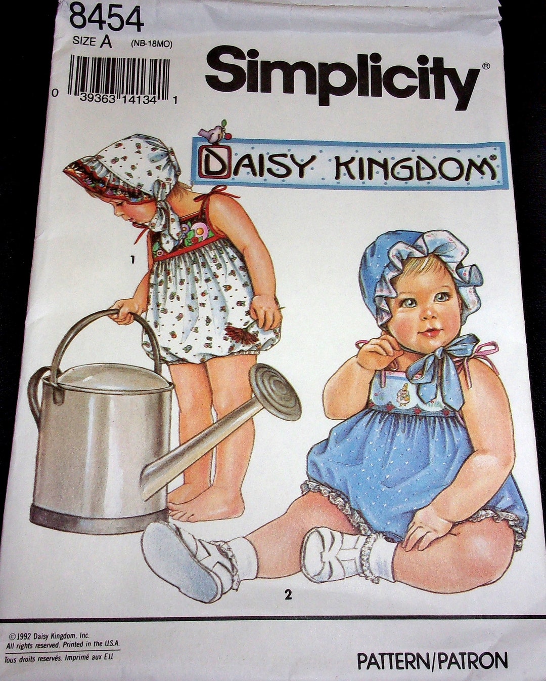 Simplicity Daisy Kingdom Sewing Pattern 8454 Baby's Romper Suit Bonnet ...