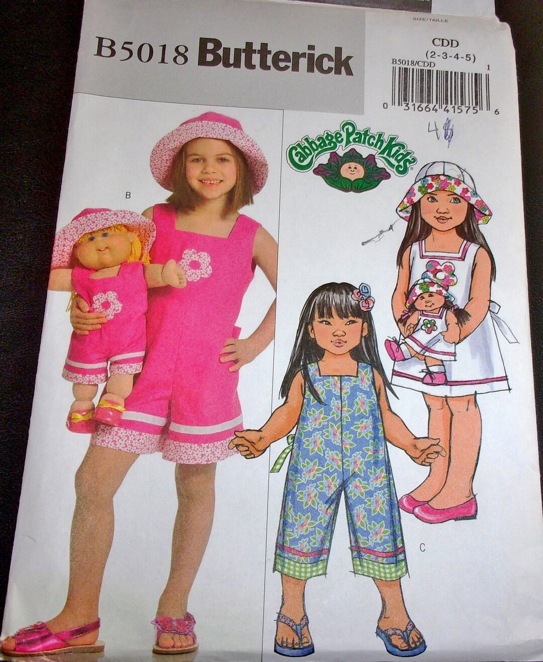 Butterick Cabbage Patch Kids Sewing Pattern B5018 Girl's Dress Jumpsuit ...