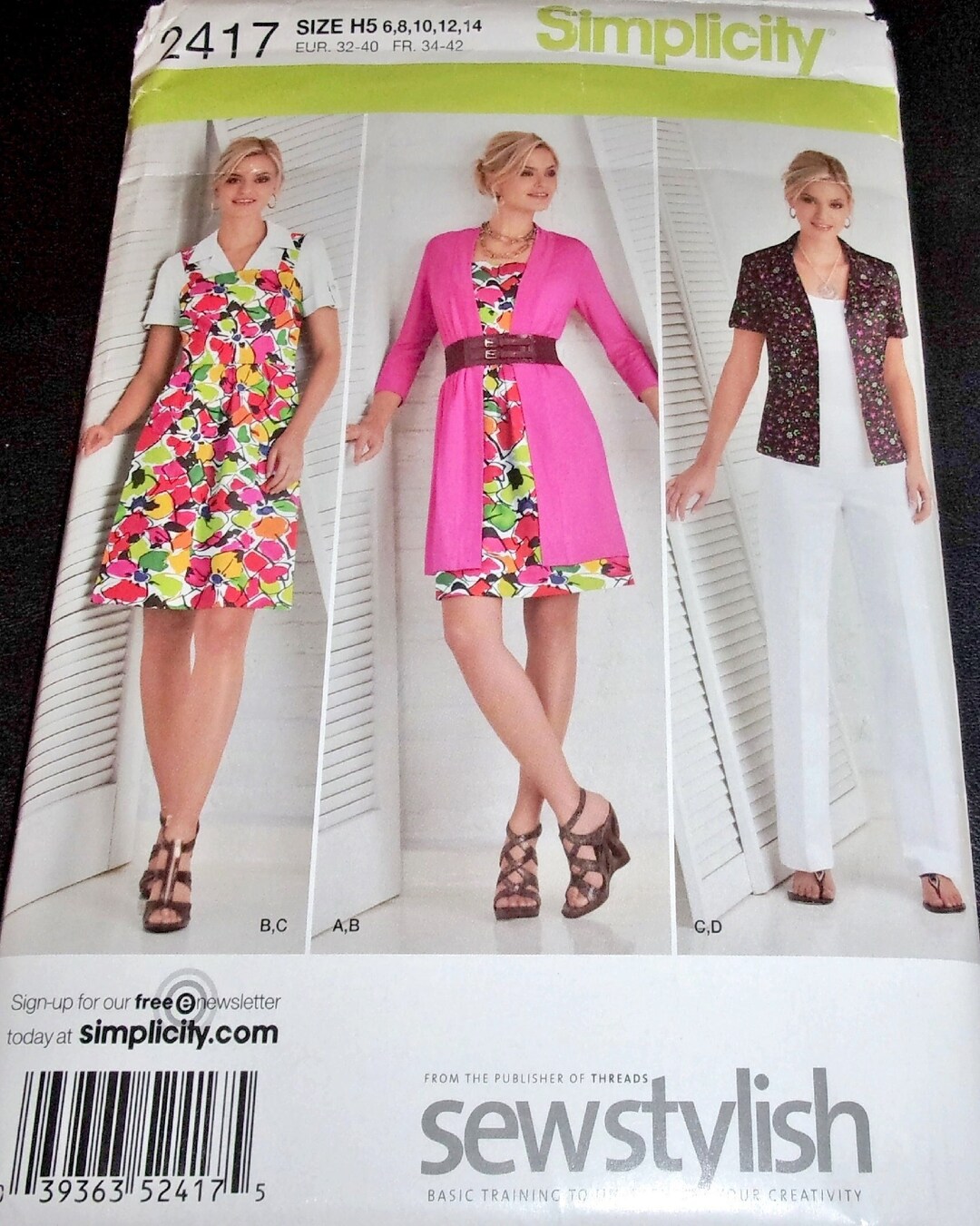 Simplicity Sew Stylish Sewing Pattern 2417 Dress Top Shirt Jacket Pants ...