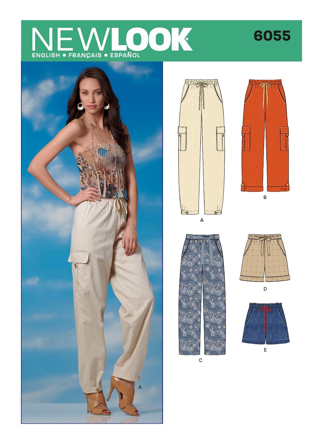 New Look Sewing Pattern 6055 Pants Shorts Capris Cargo Pockets ...