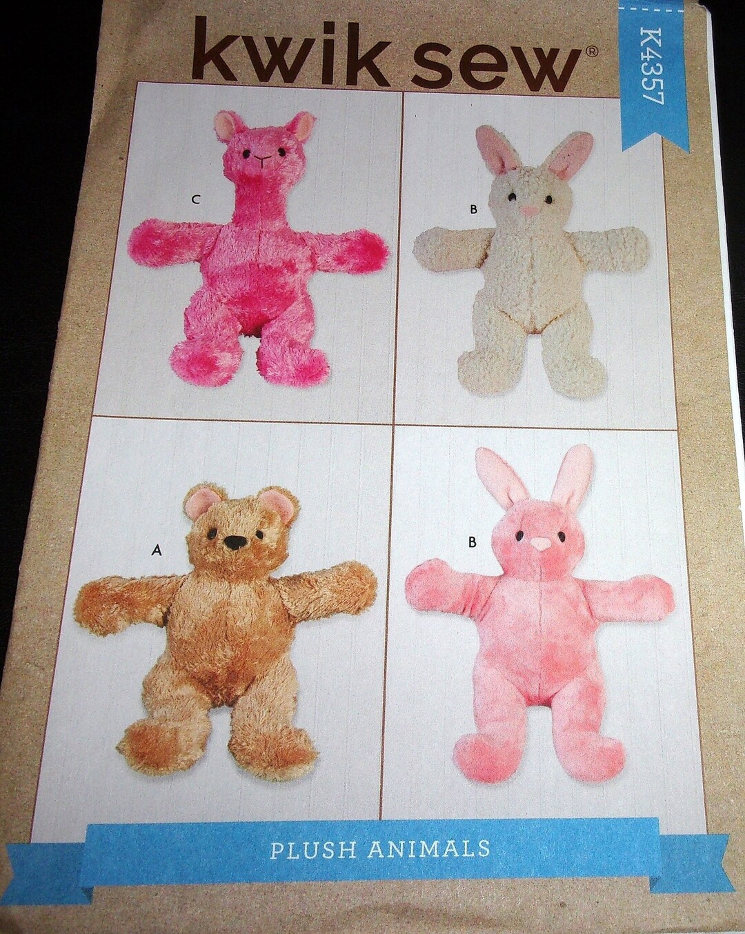Kwik Sew Sewing Pattern K4357 Plush Animals Llama Bunny Rabbit Teddy ...