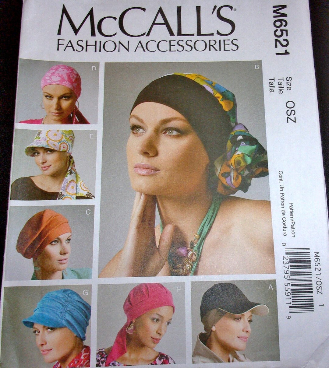 Mccall's Sewing Pattern M6521 Headband Head Wrap Hat Cap Scarf Chemo ...