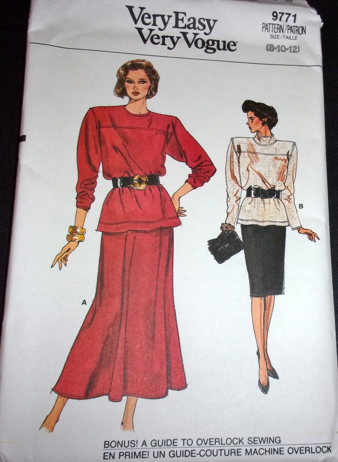 Vtg 1980's Very Easy Vogue Sewing Pattern 9771 Long Sleeve Tunic Top ...