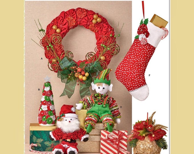 Simplicity Sewing Pattern S3056 Fabric Yo-yo Holiday Decorations Santa ...