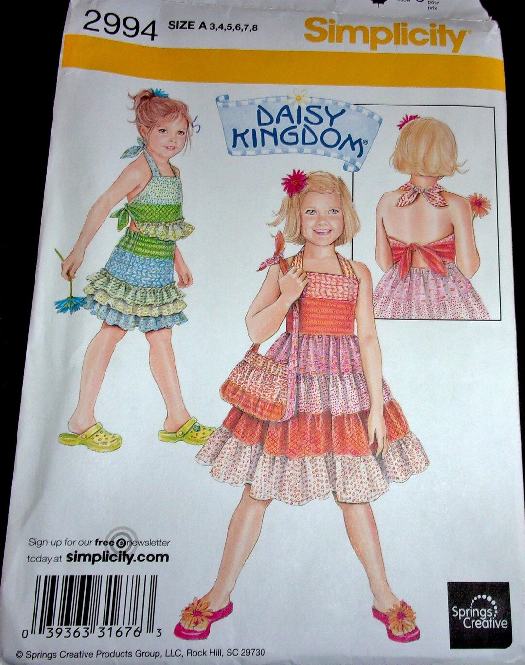 Simplicity Daisy Kingdom Sewing Pattern 2994 Girl's Sun Dress Strappy ...