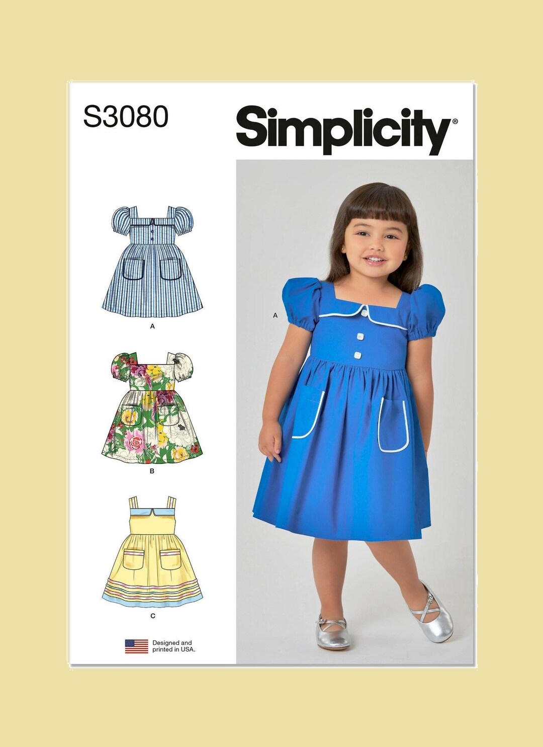 Simplicity Sewing Pattern S3080 Girl's Puff Sleeve Dress Sleeveless ...