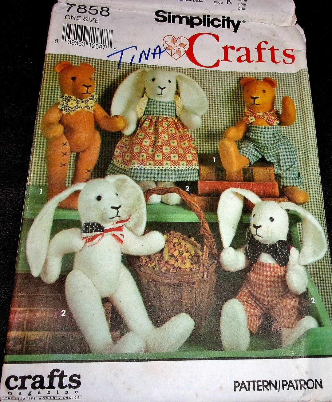 Vintage Simplicity Crafts Magazine Sewing Pattern 7858 Jointed Bear and ...