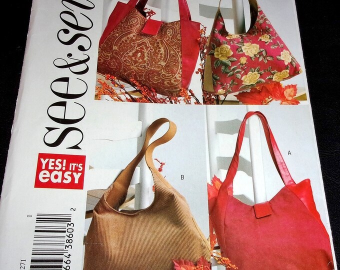 Butterick See & Sew Sewing Pattern B4271 Handbags Bags Purses Inside ...