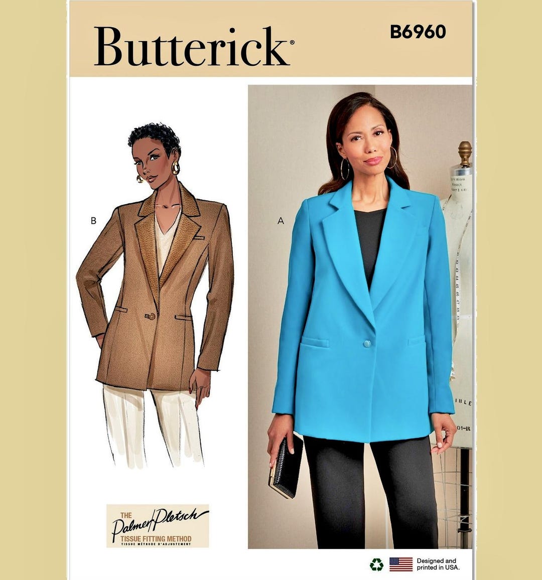 Butterick Palmer Pletsch Sewing Pattern B6960 Lined Blazer Jacket ...